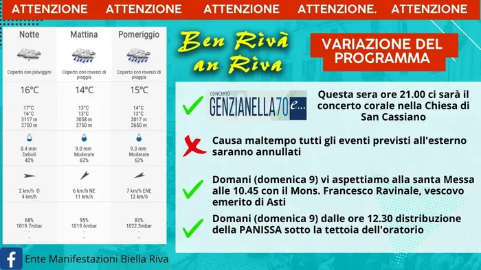 Ben rivà an Riva: causa maltempo cambia il programma di domani - Attualità