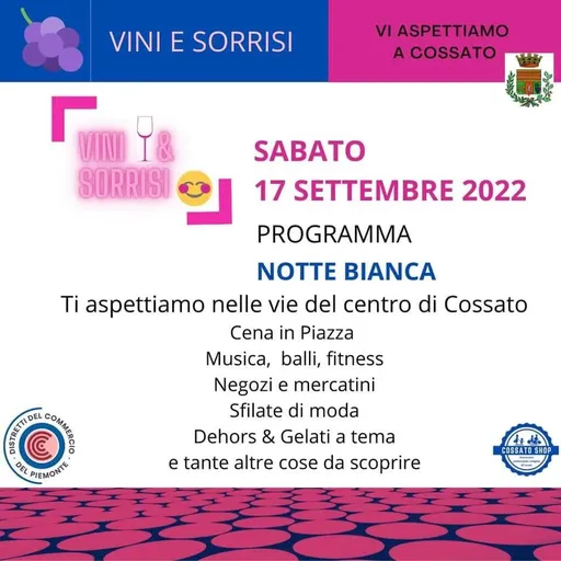 Cossato, stasera con Vini e Sorrisi c'è la Notte bianca. Il programma ...